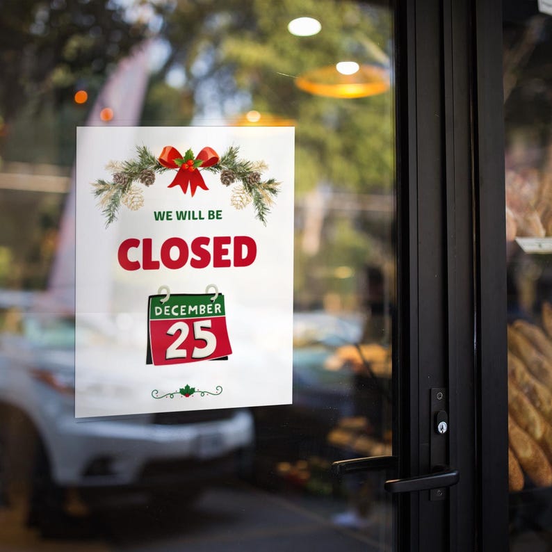 PRINTABLE Closed December 25th SIGN, Closed on Christmas Day, Retail ...