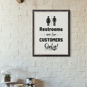 PRINTABLE Restroom SIGN, Restrooms for Customers Only, Customers Only ...