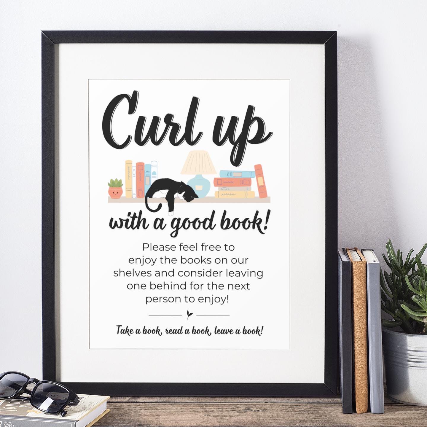 PRINTABLE Book Sharing SIGN, VRBO Reading Library, Airbnb Lending ...