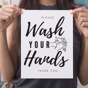 PRINTABLE Wash Your Hands SIGN, Please Wash Your Hands Poster, Office ...