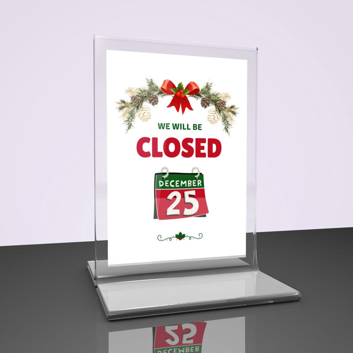 PRINTABLE Closed December 25th SIGN, Closed on Christmas Day, Retail ...