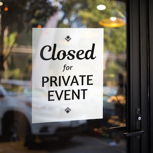 PRINTABLE Closed for Private Event SIGN, Closed Today, Special Event ...