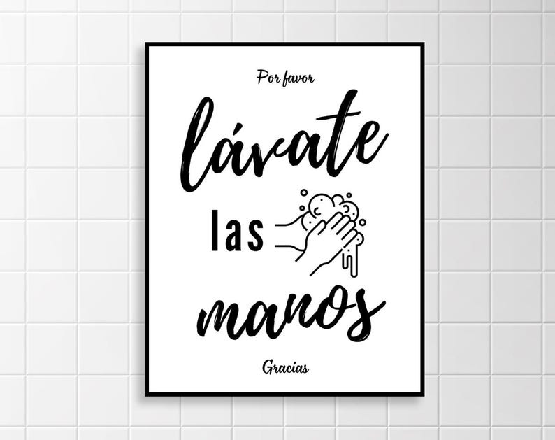 PRINTABLE Wash Your Hands Sign, Por Favor Lávate Las Manos Gracias ...