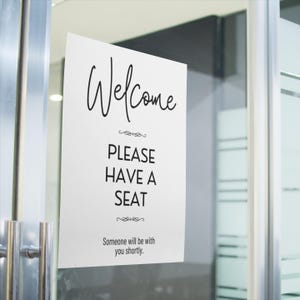 PRINTABLE Welcome Please Have a Seat SIGN, Waiting Room, Therapist ...