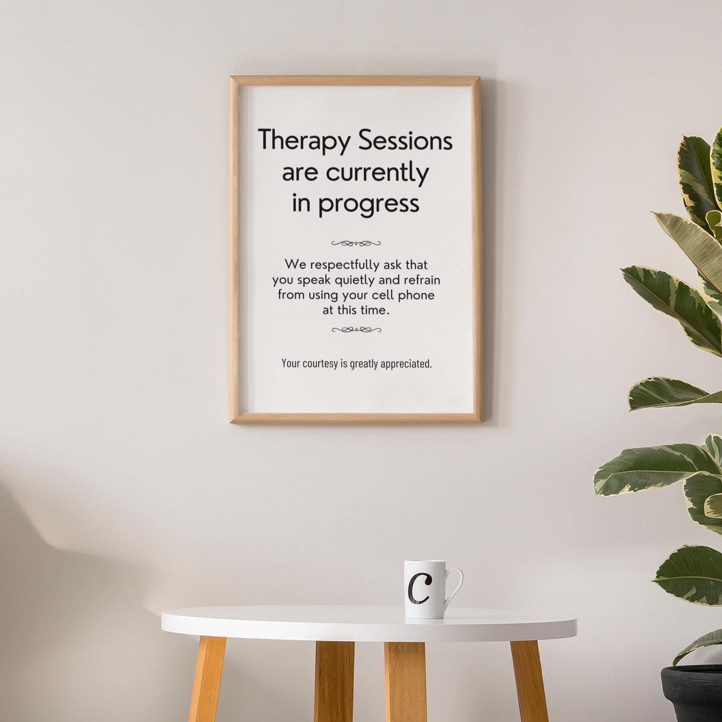 PRINTABLE Therapy Sessions in Progress SIGN, Speak Quietly, Turn Cell ...