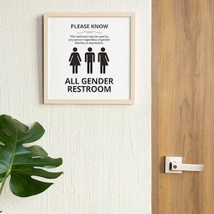 PRINTABLE All Gender Restroom Sign, All Gender Notice Restroom ...