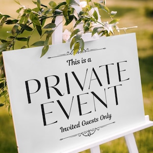 PRINTABLE Private Event SIGN, Wedding Reception, Invited Guests Only ...