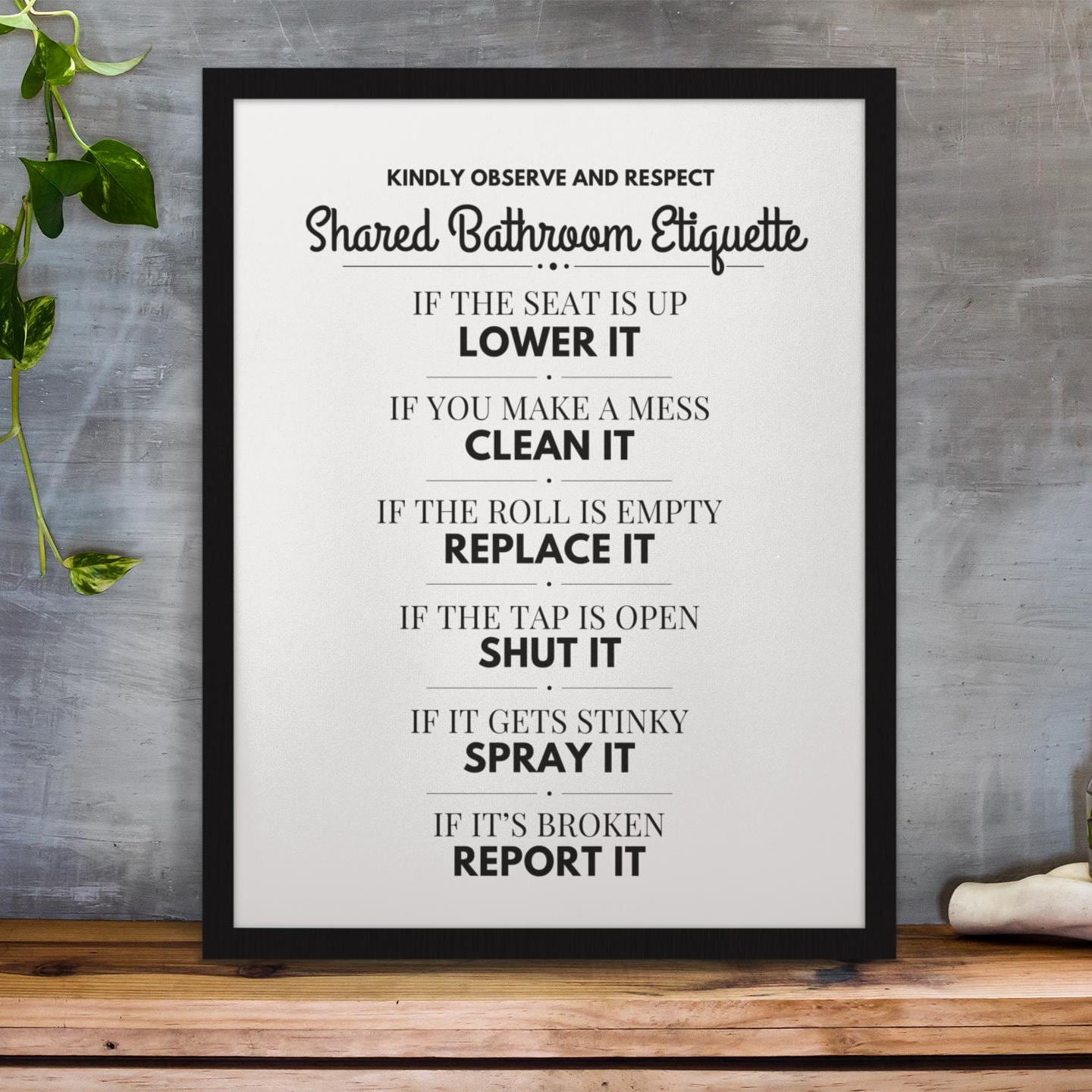 PRINTABLE Bathroom Etiquette SIGN, Workplace Restroom Signage, Shared ...