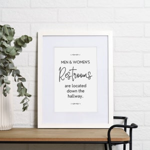 PRINTABLE Restroom Location SIGN, Reception Room Bathroom Sign ...