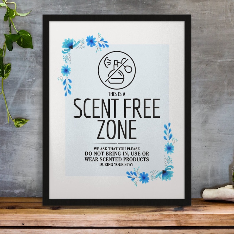 PRINTABLE Scent Free Zone SIGN, Fragrance Free Health Care Facility ...