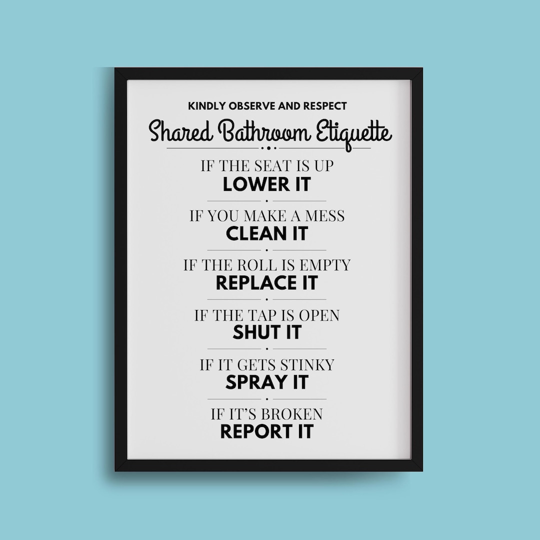 PRINTABLE Bathroom Etiquette SIGN, Workplace Restroom Signage, Shared ...