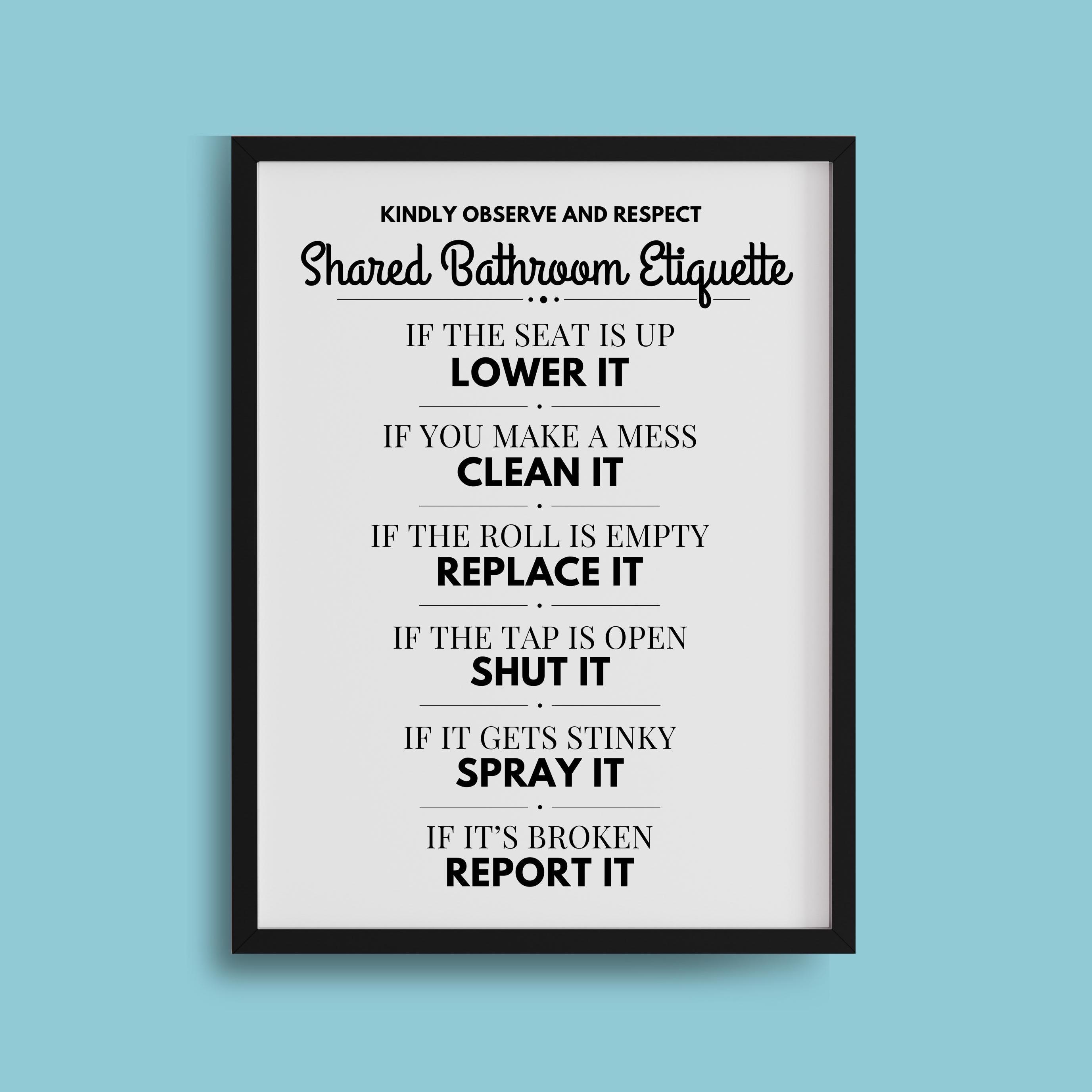 Office Restroom Etiquette Signs Standard Plus Bathroom Rules Enjoy