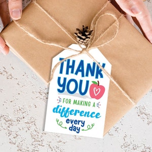 PRINTABLE Thank You for Making a Difference TAG, End of the Year ...