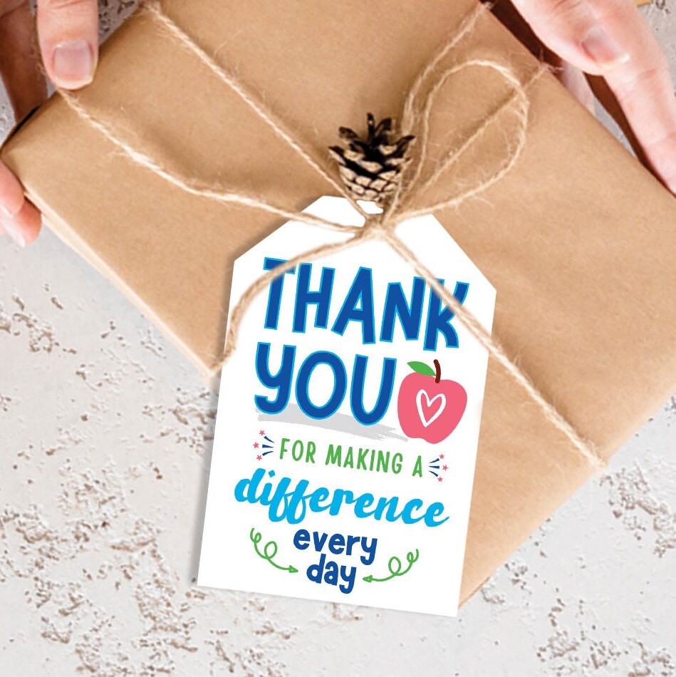 PRINTABLE Thank You for Making a Difference TAG, End of the Year ...