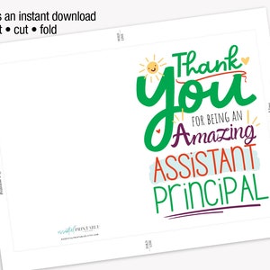Thank You Amazing Vice-principal, PRINTABLE End of School Year CARD ...