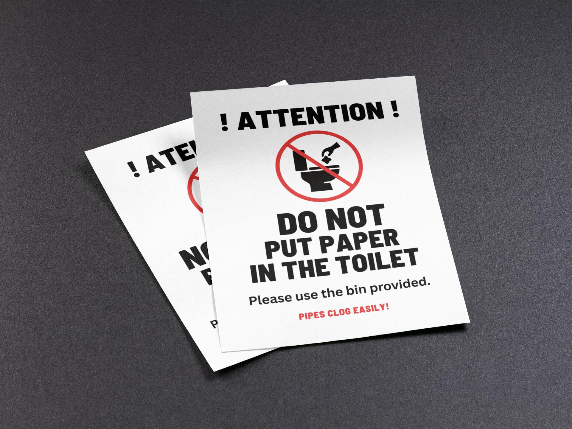 PRINTABLE Do Not Put Paper in the Toilet SIGN, Do Not Flush, Bathroom ...