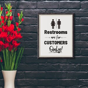 PRINTABLE Restroom SIGN, Restrooms for Customers Only, Customers Only ...