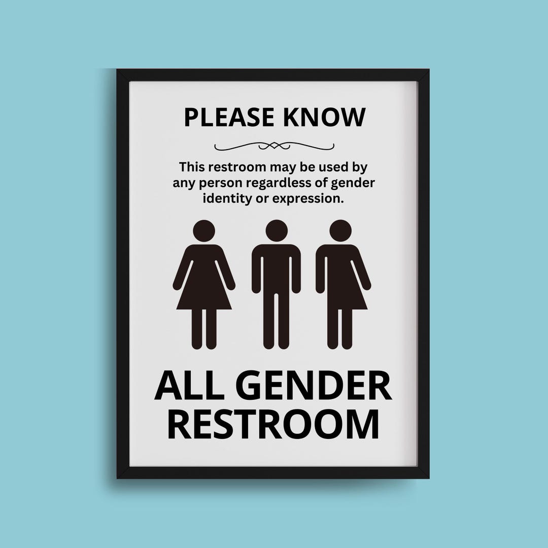 PRINTABLE All Gender Restroom SIGN, All Gender Notice Restroom ...