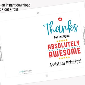 Assistant Principal Thank You Card: Appreciation Gift (digital Download ...
