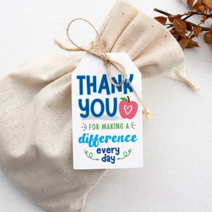 PRINTABLE Thank You for Making a Difference TAG, End of the Year ...