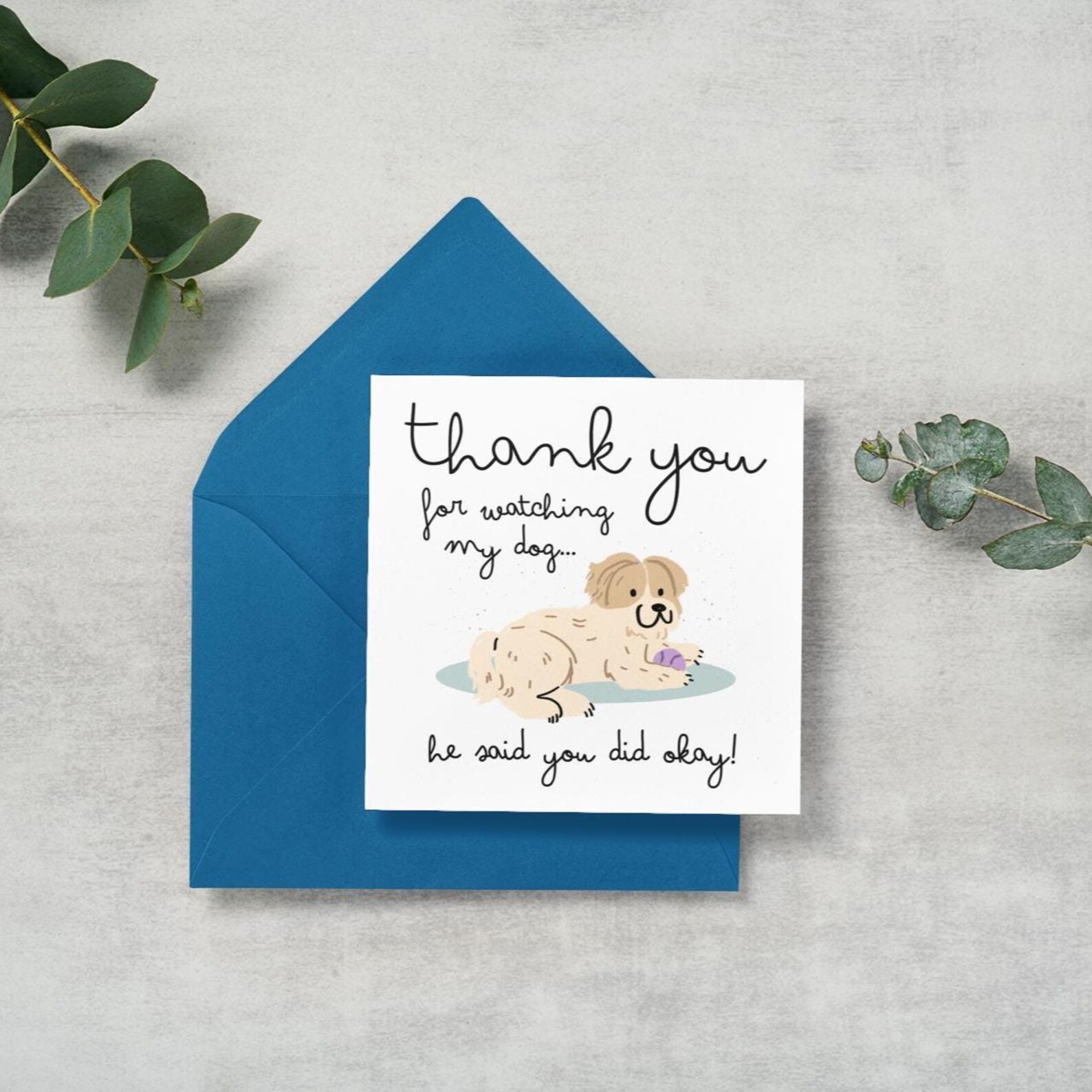 PRINTABLE Thank You for Watching My Dog CARD, Cute Dog on Card, Thank ...