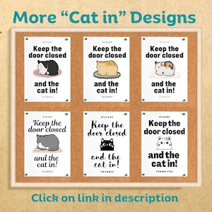 PRINTABLE Keep Door Closed Sign, Keep Cat in Sign, Don't Let Cat Out ...