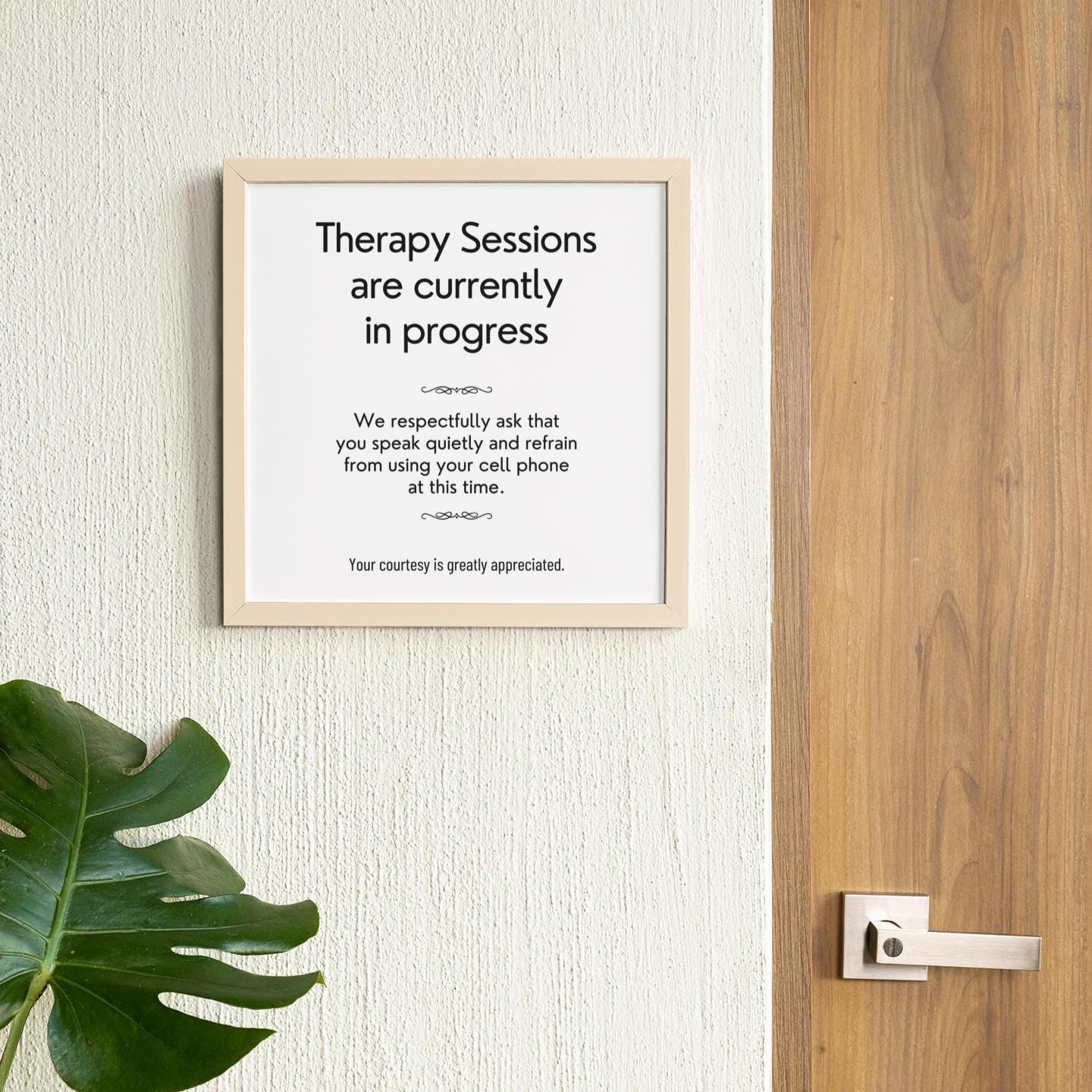 PRINTABLE Therapy Sessions in Progress SIGN, Speak Quietly, Turn Cell ...