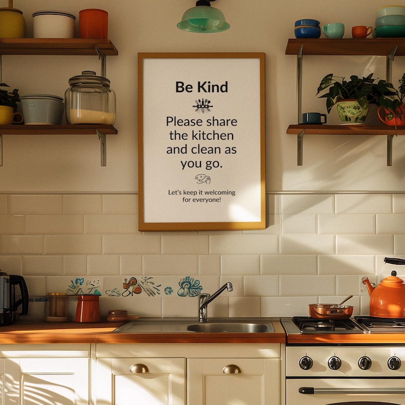 PRINTABLE Shared Kitchen SIGN, Shared Kitchen Facility Guidelines, Airbnb Kitchen Rules, Clean ...