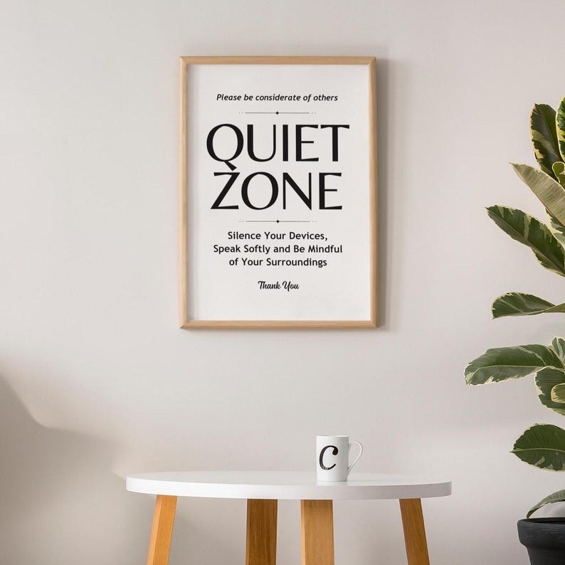 PRINTABLE Quiet Zone SIGN, Be Considerate of Others, Silence Devices ...