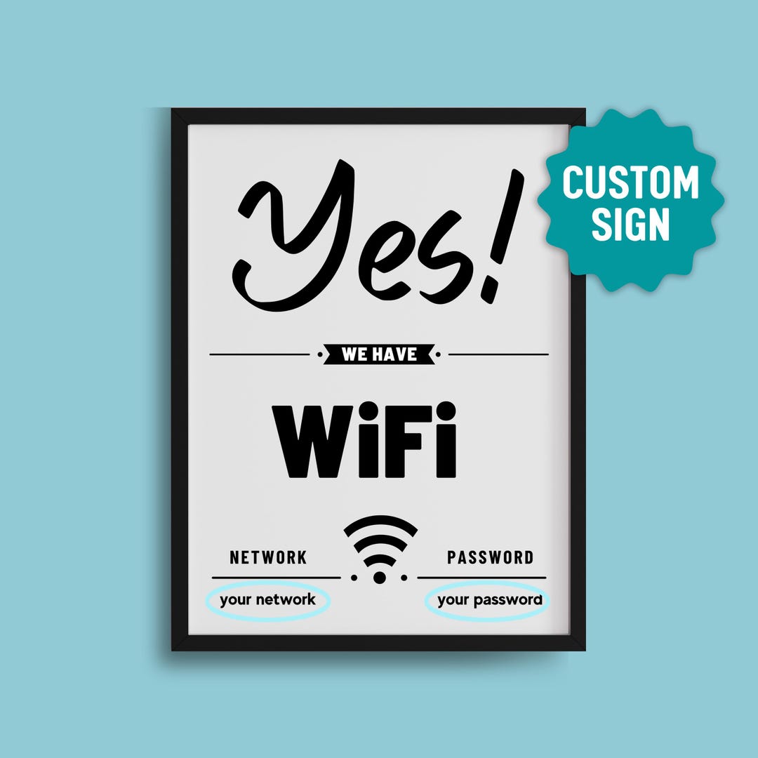 PRINTABLE Custom Wifi Password SIGN, VRBO Wifi Network Sign-on, Airbnb ...