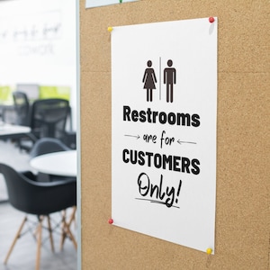 PRINTABLE Restroom SIGN, Restrooms for Customers Only, Customers Only ...