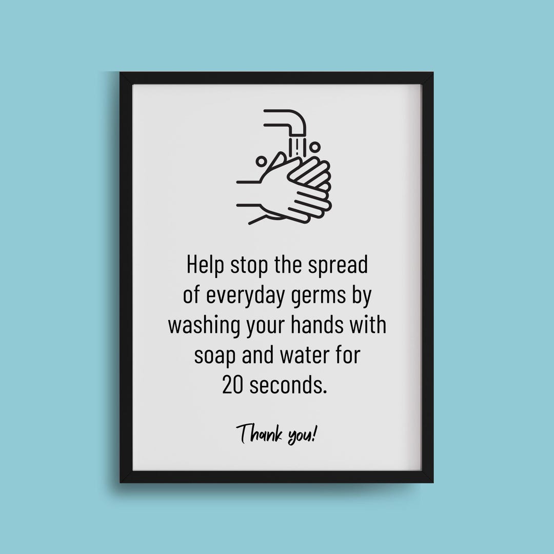 PRINTABLE Stop the Spread of Germs SIGN, Wash Your Hands for 20 Seconds ...