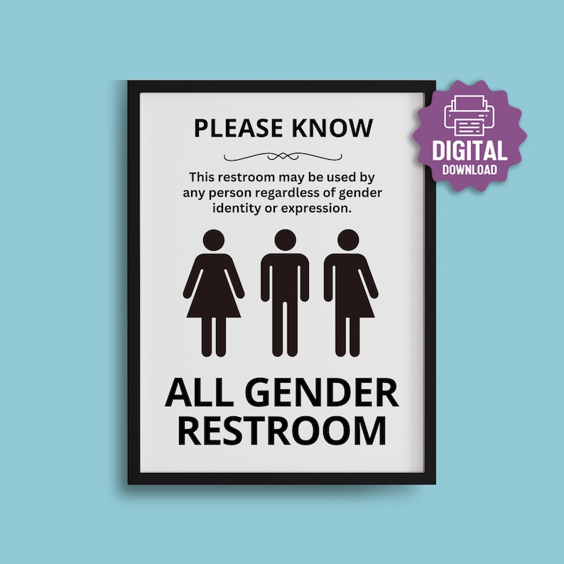 PRINTABLE All Gender Restroom SIGN, All Gender Notice Restroom ...