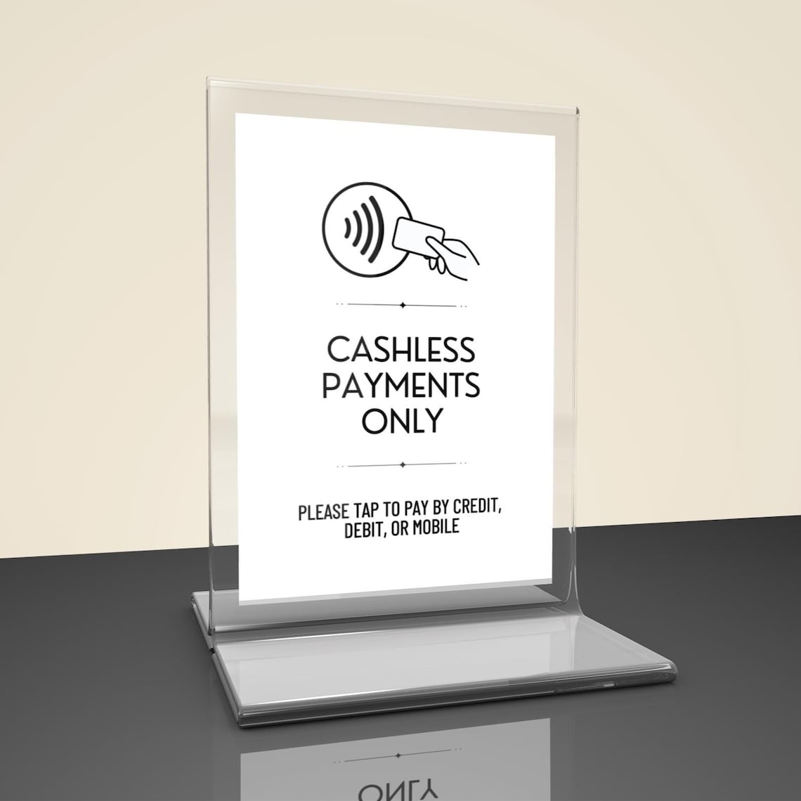 PRINTABLE Cashless Payments Sign, Credit, Debit & Mobile Pay Only, Tap ...