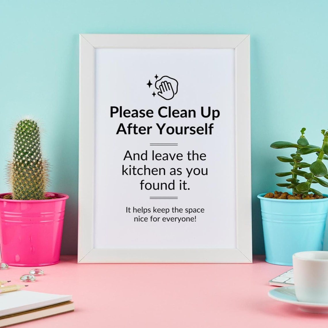 PRINTABLE Clean up After Yourself SIGN, Shared Kitchen, Airbnb Kitchen ...