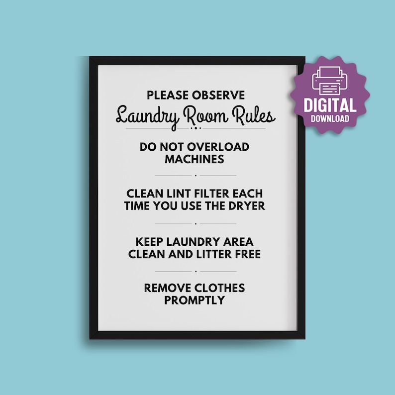 PRINTABLE Laundry Room Rules PRINT, Communal Laundry Etiquette ...