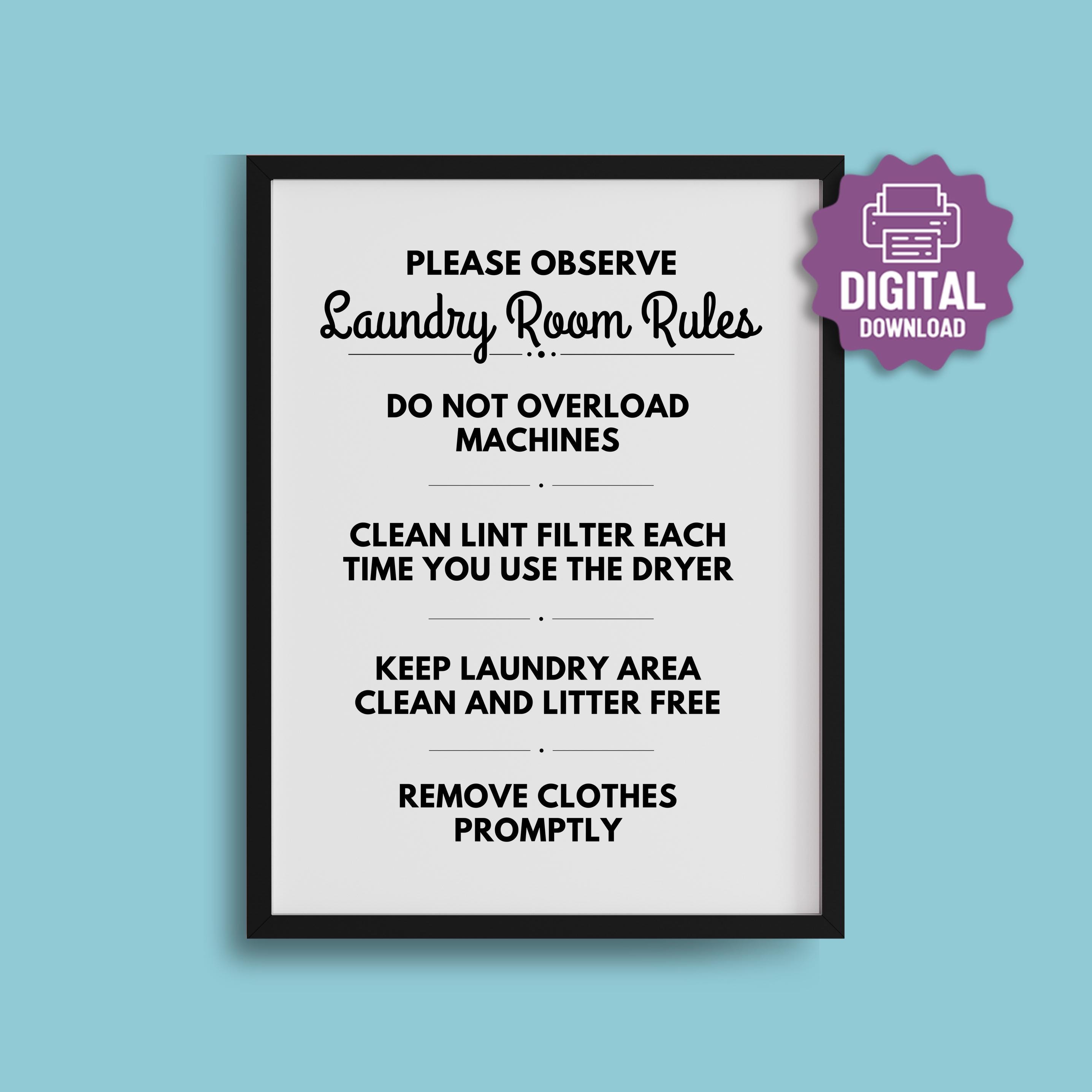 PRINTABLE Laundry Room Rules PRINT, Communal Laundry Etiquette ...