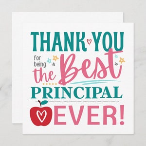 PRINTABLE Best Principal Ever CARD, End of Year Student Gift, Principal ...