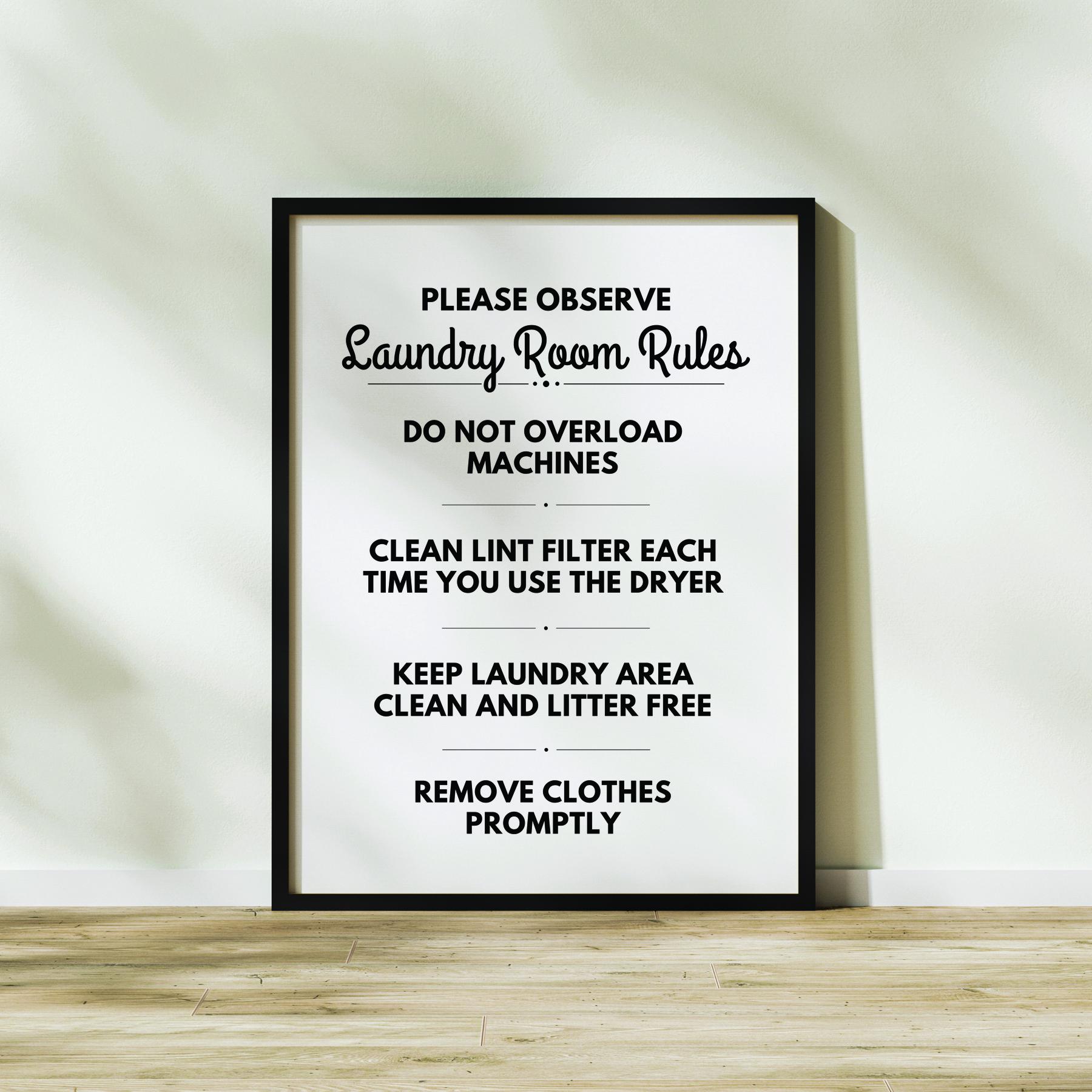 PRINTABLE Laundry Room Rules PRINT, Communal Laundry Etiquette ...