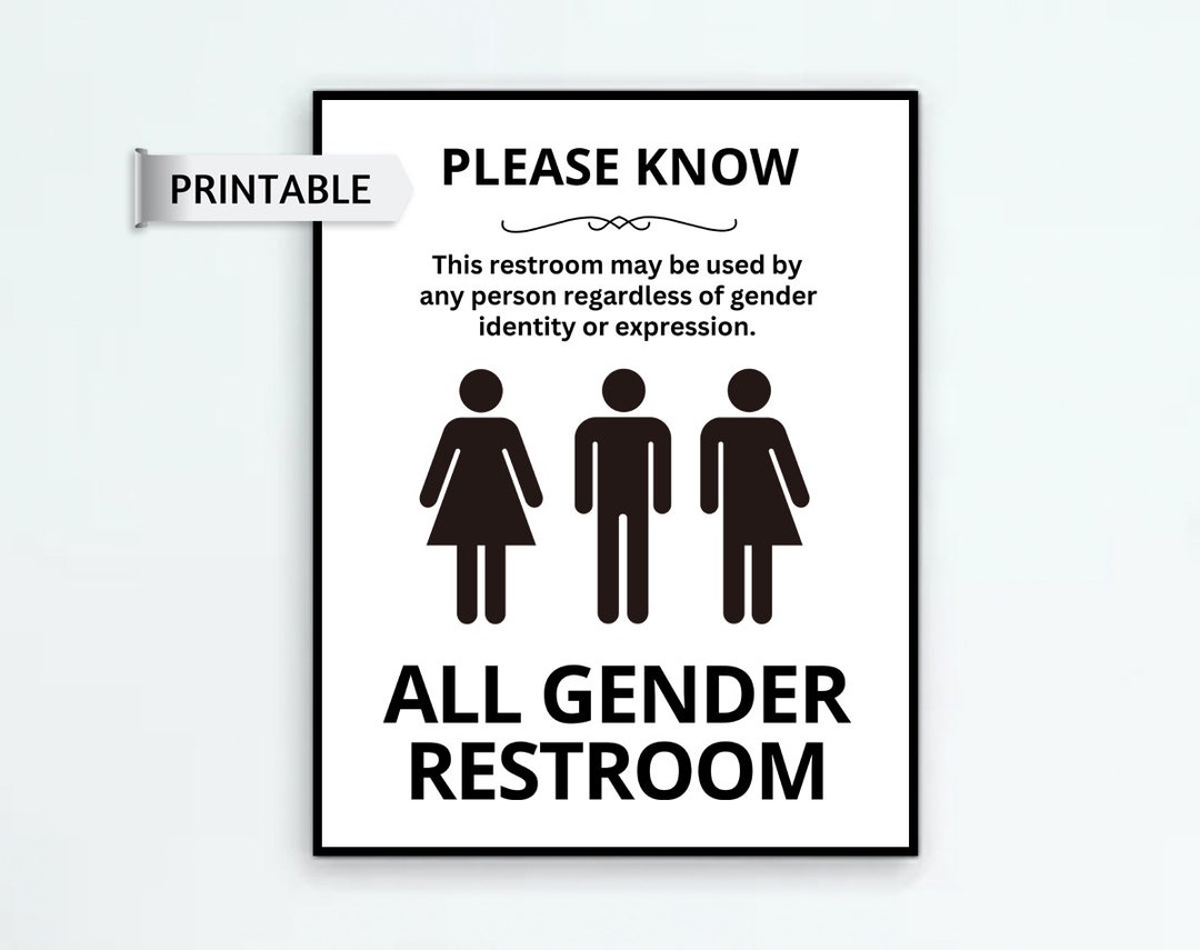 PRINTABLE All Gender Restroom Sign, All Gender Notice Restroom ...