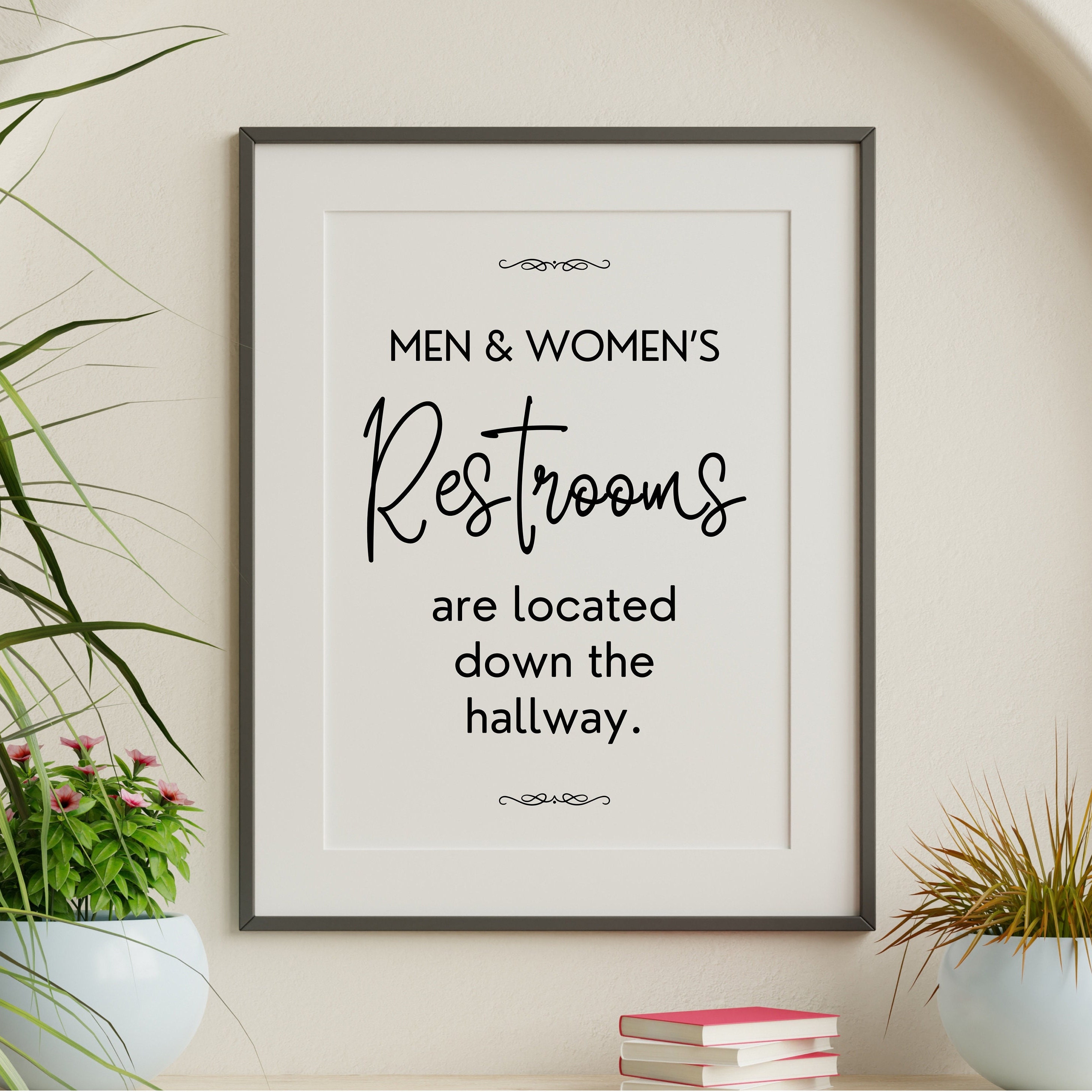 Printable Restroom Direction Sign: Office Decor (PDF & JPG) - Etsy