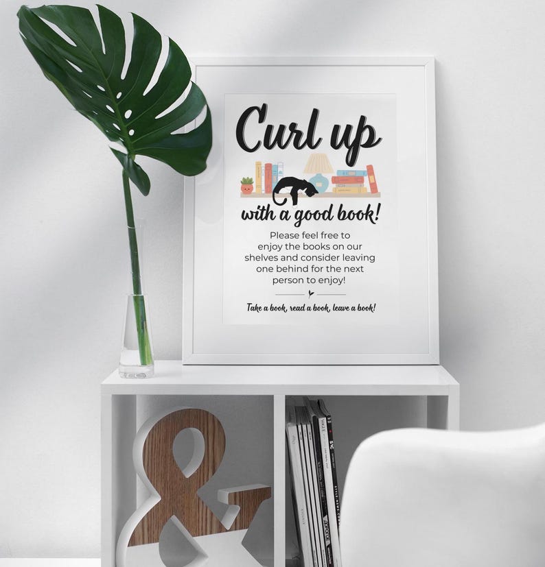 PRINTABLE Book Sharing SIGN, VRBO Reading Library, Airbnb Lending ...