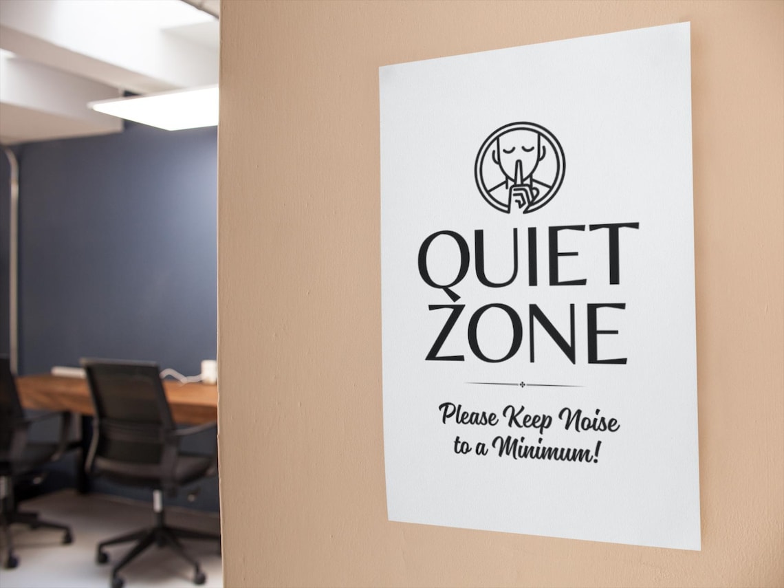 PRINTABLE Quiet Zone SIGN, Speak Quietly, Keep Noise to a Minimum ...