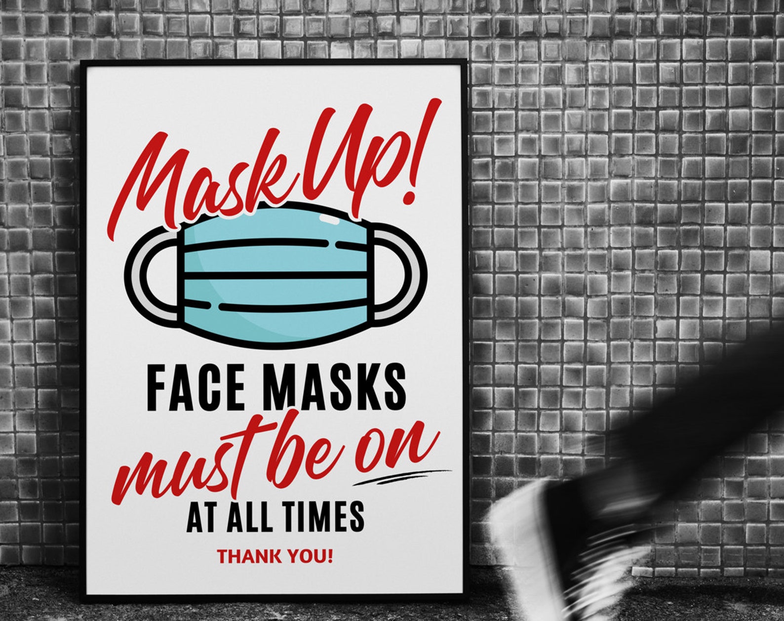Mask up PRINTABLE Sign Face Masks Must Be on at All Times - Etsy