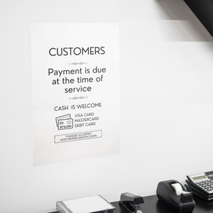 PRINTABLE Payment is Due SIGN, Waiting Room SIGN, Payment Due at Time ...