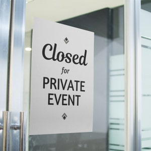 PRINTABLE Closed for Private Event SIGN, Closed Today, Special Event ...