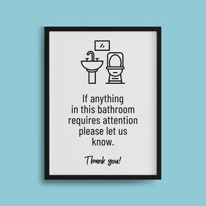 PRINTABLE Restroom Needs Attention SIGN, If Anything in This Bathroom ...
