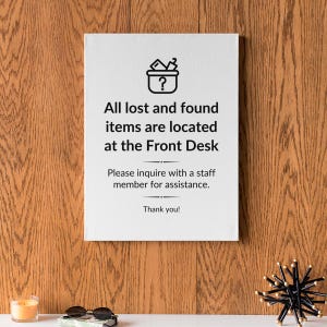 PRINTABLE Lost and Found SIGN, All Lost and Found Items Are Located at ...