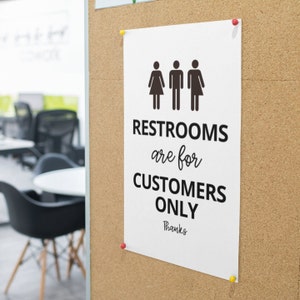 PRINTABLE Restroom SIGN, Restrooms for Customers Only, Customers Only ...