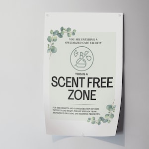PRINTABLE Scent Free Zone SIGN, Fragrance Free Health Care Facility ...